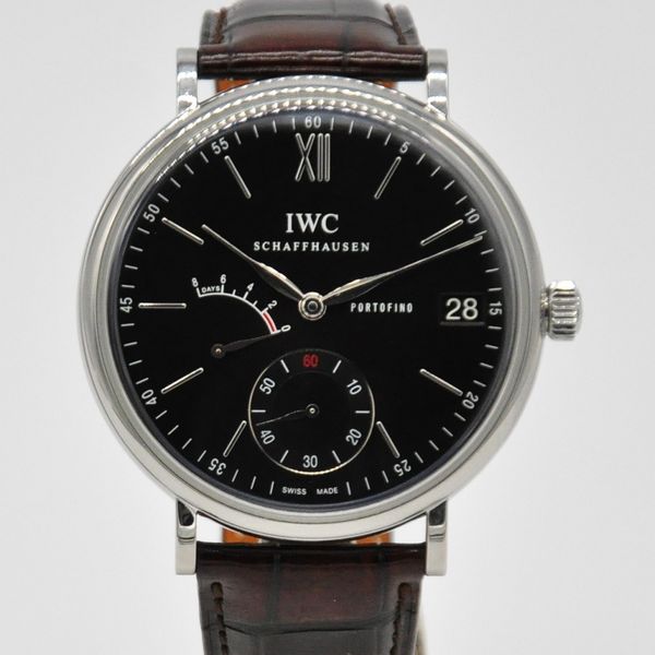 FS: IWC Portofino Hand-Wound 8 Days Hand-Wound Black Steel 45mm ...