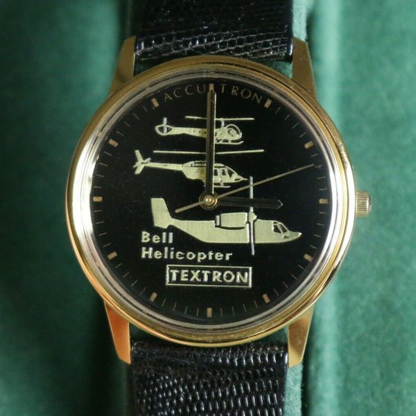 Rare Vintage Gold Bulova Accutron Bell Helicopter Textron Wrist Watch ...