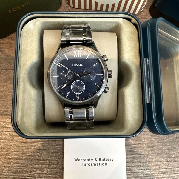 Fossil Mens Fenmore Midsize Multifunction Smoke Stainless Steel Watch ...