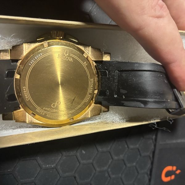 Bulova Precisionist Icon Rose Gold Black Dial Polyurethane Men's Watch ...