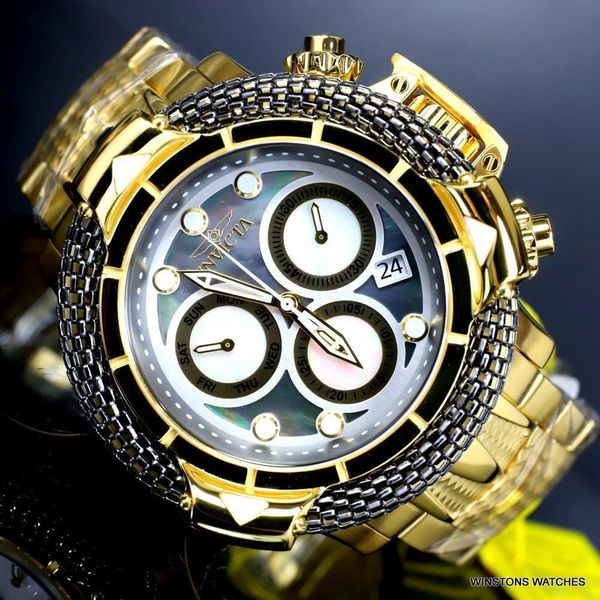Invicta Subaqua Poseidon Bolt Hybrid Black MOP Gold Plated Swiss 55mm ...