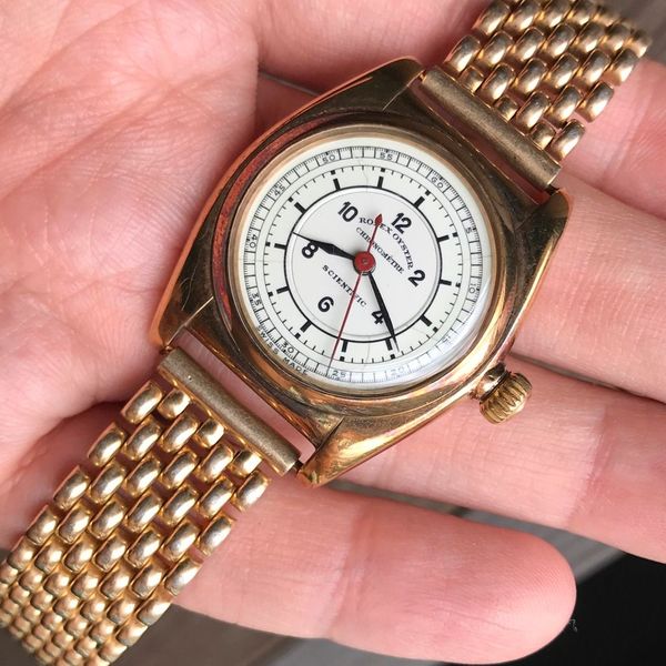 FS: REDUCED Rare Rolex Scientific 3009 sector enamel dial in solid gold ...