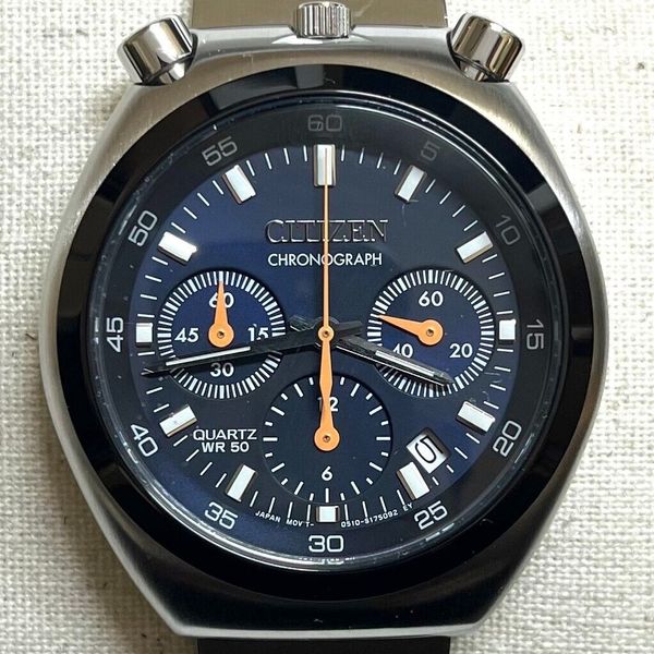 Citizen AN3660-81L Bullhead Blue Dial Record Label Tsuno Chronograph ...