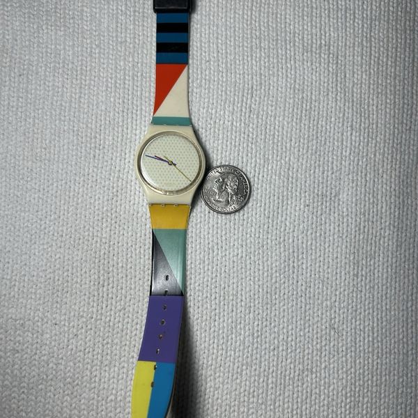 Swatch Watch PING PONG GW105 Vintage 1986 Gents White 34mm Quartz New ...