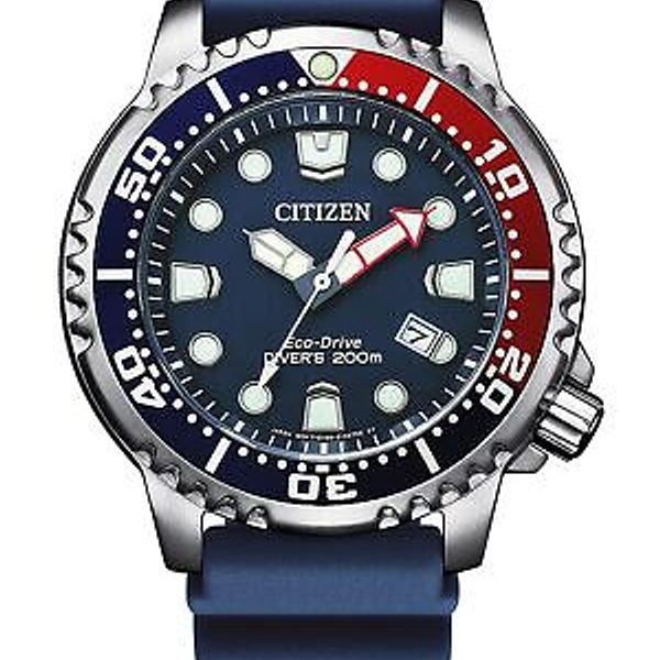 Citizen BN0168-06L Rubber Promaster Diver Eco Drive Blue Men's Watch ...