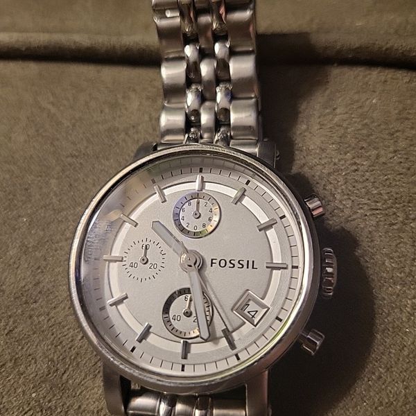 FOSSIL Fossil Boyfriend Chronograph Silver Dial Silver Steel Strap ...