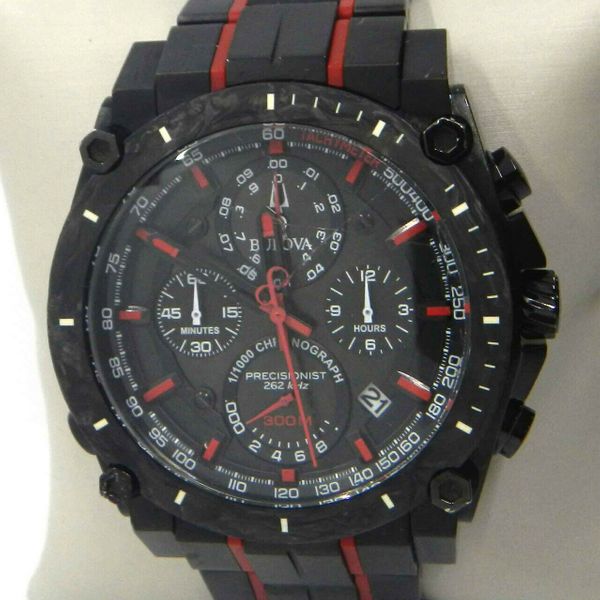 BULOVA PRECISIONIST CHRONOGRAPH BLACK CARBON FIBER DIAL MEN'S WATCH ...