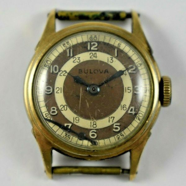 Vintage Bulova Midsize Bullseye Dial Manual Wind 17J 10BCC Watch Runs ...