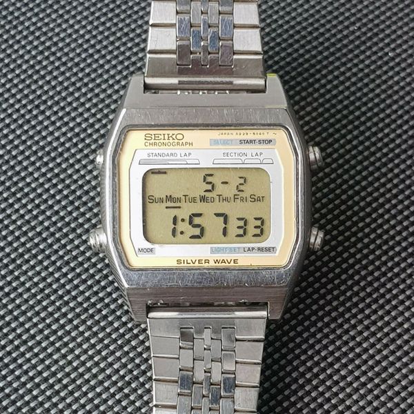 Vintage Seiko Silver Wave Chronograph A229-5020 Digital Watch parts ...