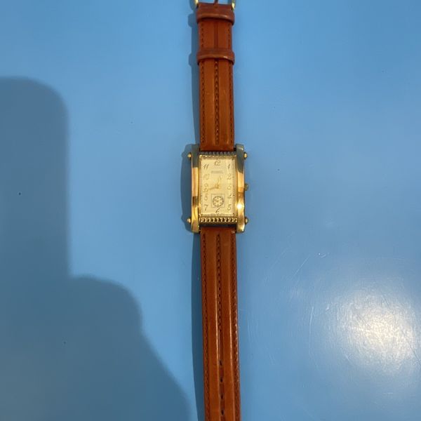 Fossil Men's Watch Leather Band With Rectangle Gold Tone Face W ...