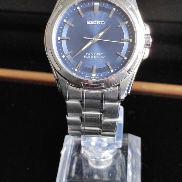 SEIKO KINETIC Auto Relay 5J21-0A10 Blue Navy Dial Automatic/Quartz Men ...
