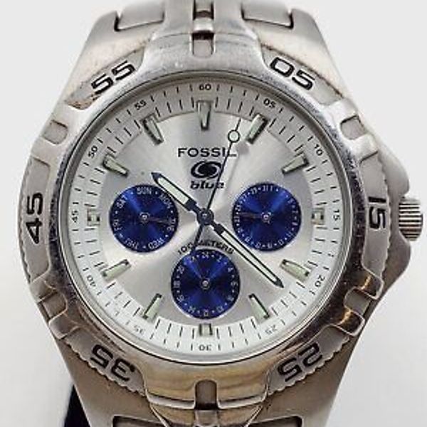 Fossil Men's Blue BQ-9165 All Stainless Steel Quartz Analog Watch ...