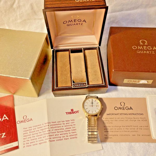 VINTAGE OMEGA CALIBRE 1342 MENS QUARTZ WRISTWATCH w/ BOX 1978 UNTESTED ...