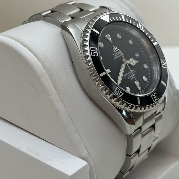 Vintage Elgin FK-1045-LO Quartz Watch Diver Treasure USA Black - Runs ...