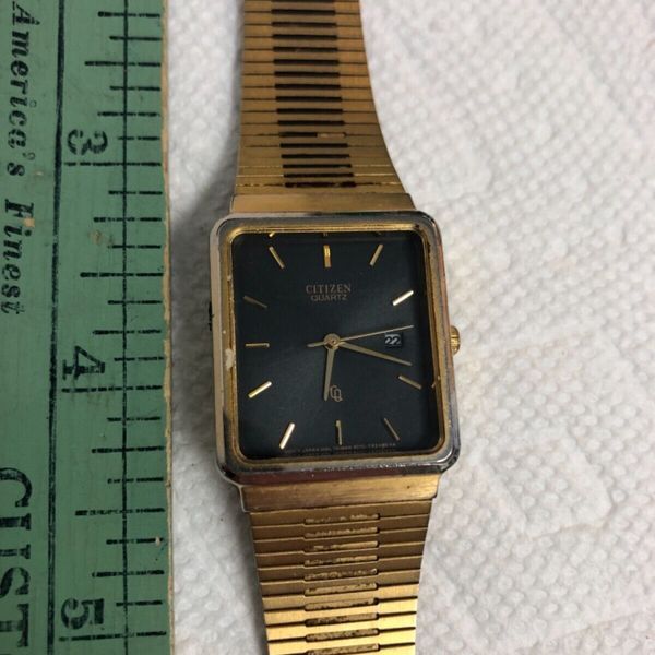 Menâ s Vintage Citizen Quartz Watch Model 6010-841727 Black Dial Date ...
