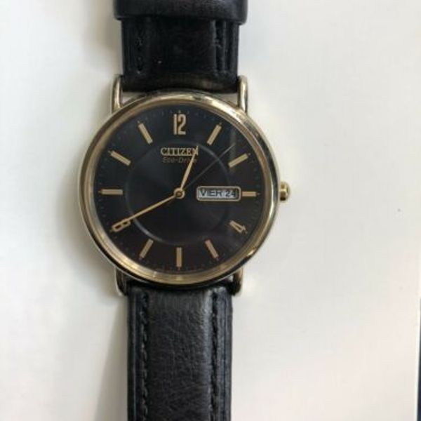 Mens Citizen Eco-Drive Day Date E101-S015588 HSB Gold Watch Leather ...