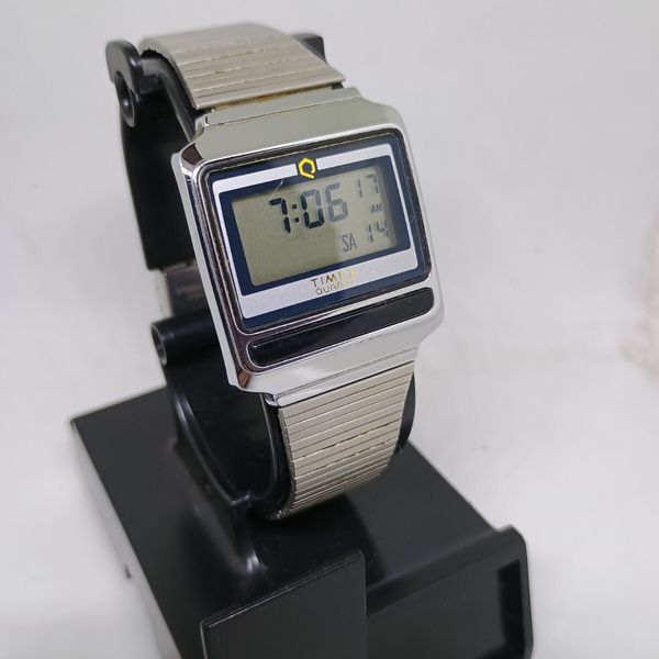 Vtg Timex Q Digital S Cell Watch Men 29mm Stainless Steel Single Bar ...