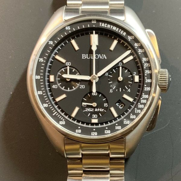Bulova Lunar Pilot Men's Chronograph Silver Tone Stainless watch 96B258 ...