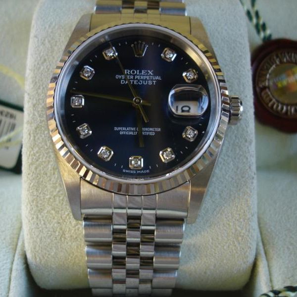 FS: Rolex mens 18K WG / SS Datejust with Factory Diamond dial $4250 ...
