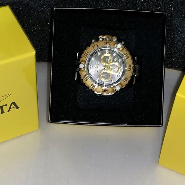 INVICTA 55MM POSEIDON SUBAQUA CHRONO W/GUNMETAL & GOLD DIAL WATCH MODEL ...