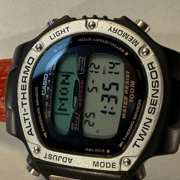 RARE VINTAGE CASIO ALT-6100 TWIN SENSOR ALTI-THERMO MEN'S WATCH ...