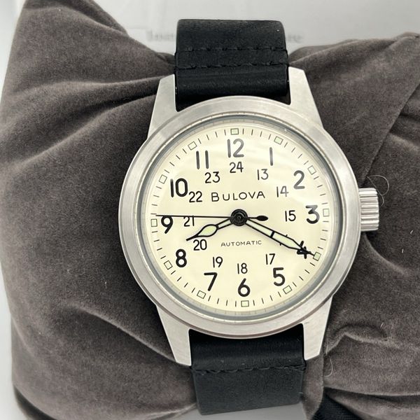 Bulova 96A246 Men's Classic Hack Watch Ivory Dial Automatic Black ...