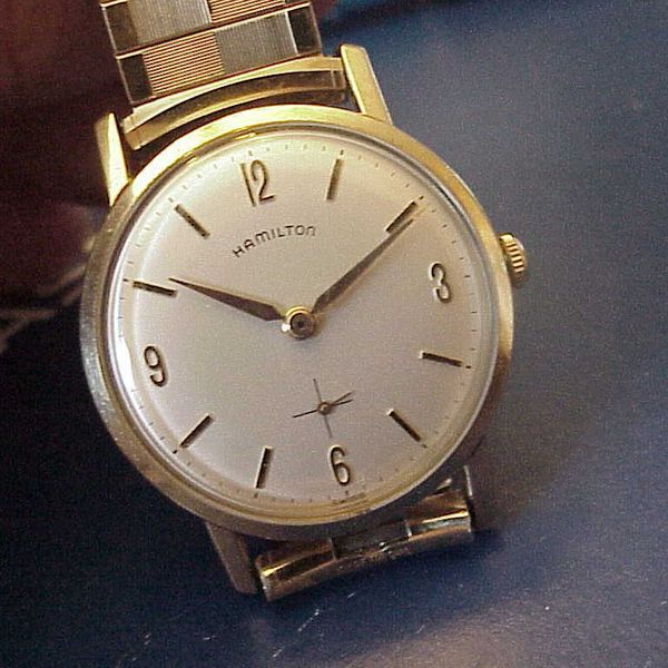 HAMILTON 17 JEWEL MENS MECHANICAL WATCH CAL. 673 10K RGP BEZEL ...