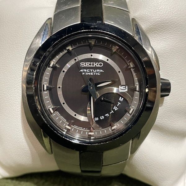 Seiko Kinetic Arctura 5M54-0AC0 Stainless Automatic Wrist Watch Day ...