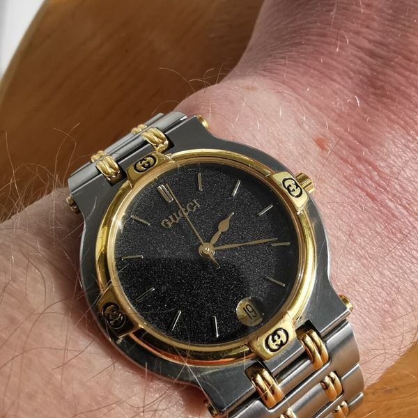 GUCCI 9000M Black Dial Two Tone Quartz Men's Watch | WatchCharts ...