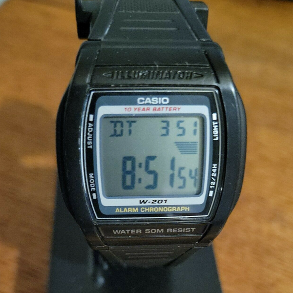 Men Casio Illuminator Digital Black Band Chrono Watch 2879 W-201 ...