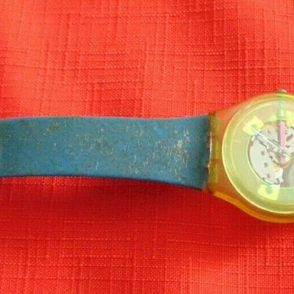 rare vintage 1980s swatch watch neon 486 wristwatch neon green face ...