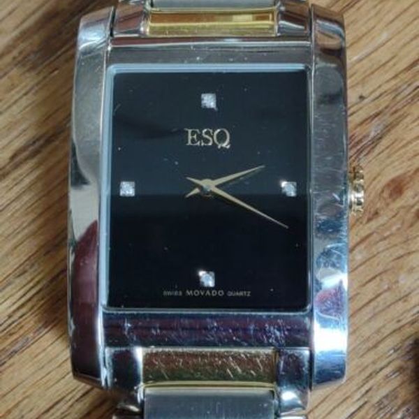 ESQ By Movado Stainless Steel Swiss Watch #ES Black Dial Fresh Battery ...