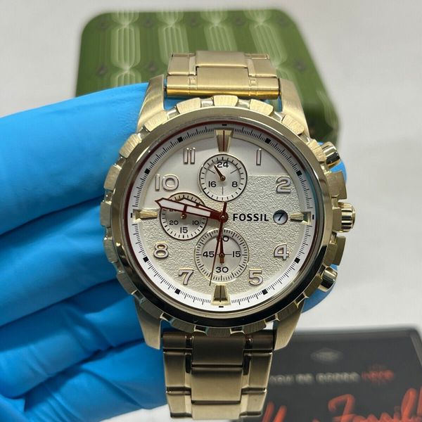 Fossil Dean FS4867 Stainless Steel Chronograph Quartz Watch Gold ...