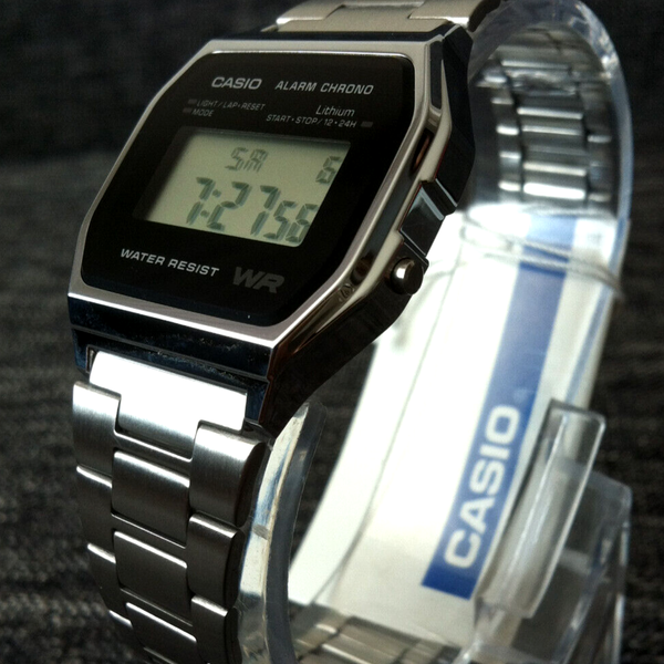 CASIO VINTAGE ICONIC A158WEA-1EF SILVER DIGITAL STOPWATCH ALARM BRAND ...
