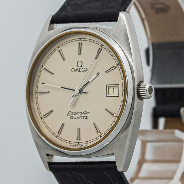 Rare Dial ! *NEAR MINT* Vintage OMEGA Seamaster Cal.1342 Quartz Silver ...
