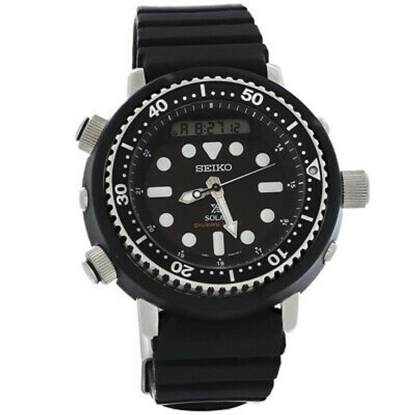 Seiko Prospex Diver Black ION Stainless Chronograph Solar Watch SNJ025 ...
