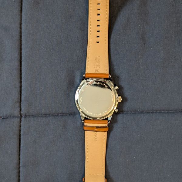 FOSSIL Flynn Mens Chronograph 48mm Watch Blue Dial Brown Leather Band ...