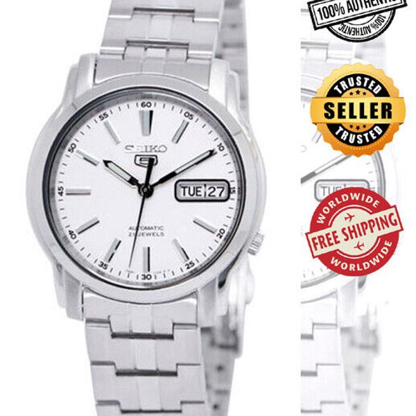 Seiko 5 Automatic Men's SNKL75 SNKL75K1 Day Date Stainless Steel Watch ...