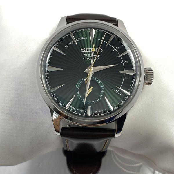 Seiko Presage Cocktail Time Automatic Green Dial Men's Leather Watch ...