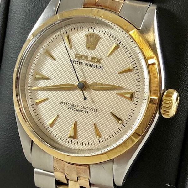 Rolex 6285 Oyster Perpetual Bubble Back 14K Gold/SS Big Crown Clasp ...