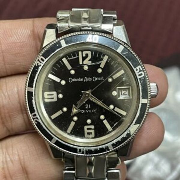 Vintage Very Rare Calendar Auto Orient 21 Diver Watch T-19755 Excellent ...