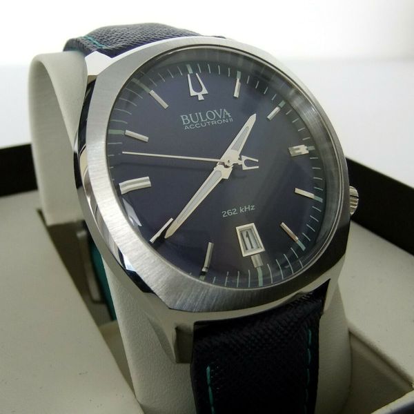 Bulova Accutron II Surveyor Watch Blue Dial 96B212 Smooth Sweep Seconds ...