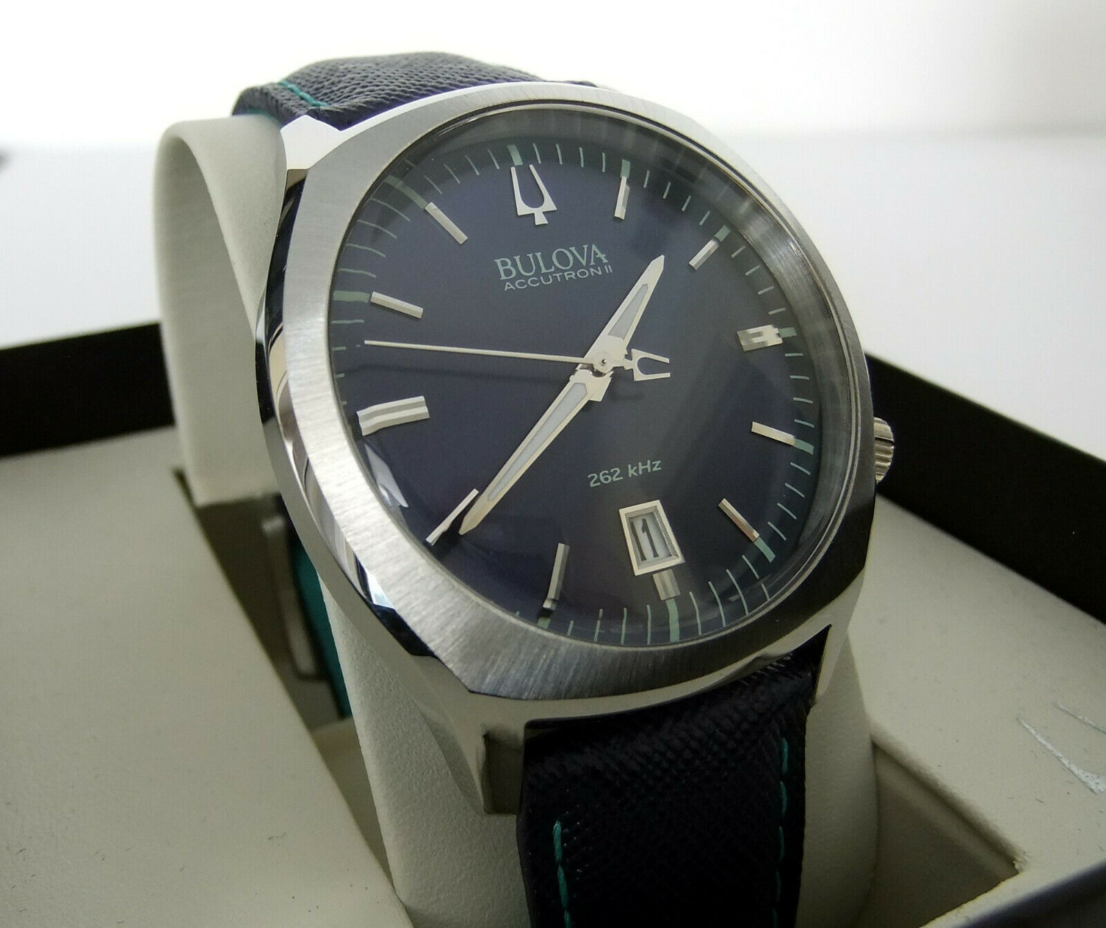 Bulova Accutron II Surveyor Watch Blue Dial 96B212 Smooth Sweep Seconds ...
