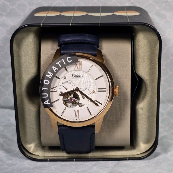 Fossil Townsman Automatic White Dial Men's Watch Second And 24 Hour ...