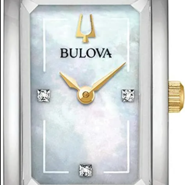 Bulova Womens Quartz Diamond Mother of Pearl Dial Silver Gold Watch ...