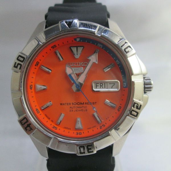 SEIKO 7S36-01Z0 100M DAYDATE STAINLESS STEEL AUTOMATIC MENS DIVER WATCH ...