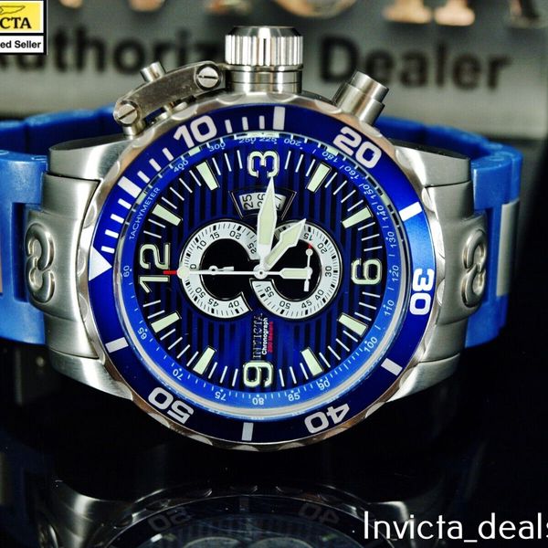 Rare Invicta Men's 50mm CORDUBA Chronograph BLUE DIAL Blue/Silver Tone ...