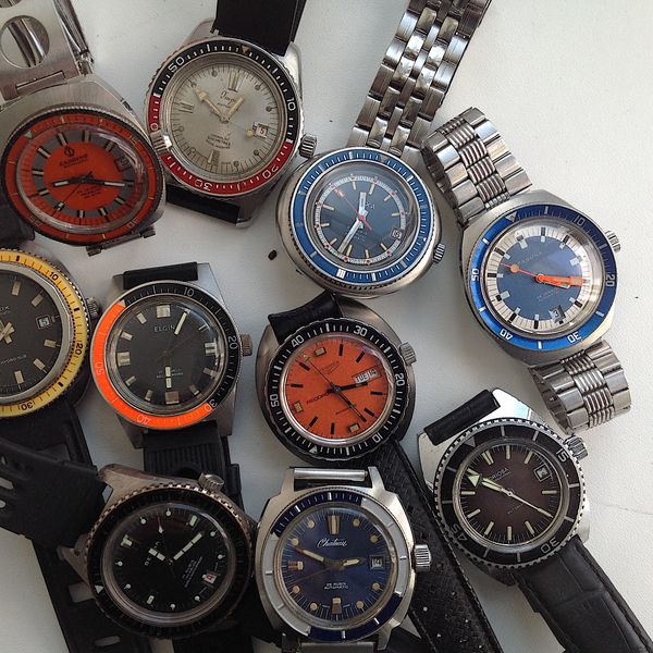 FS: SOME VINTAGE DIVER, LONGINES, EDOX, ELGIN, REVUE, FABUNA ...