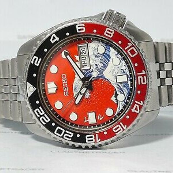 SEIKO DIVER 6309-729A GODZILLA RED KANAGAWA AUTOMATIC MENS WATCH 5D3911 ...