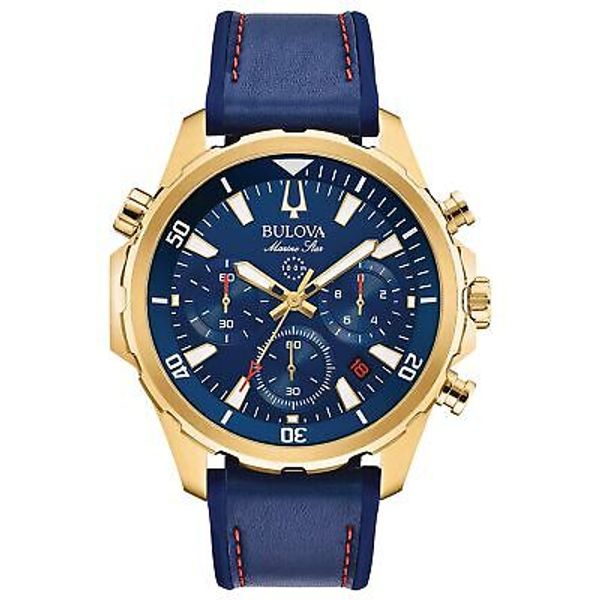 Bulova Marine Star Chronograph Blue Dial Men's Watch 97B168 ...